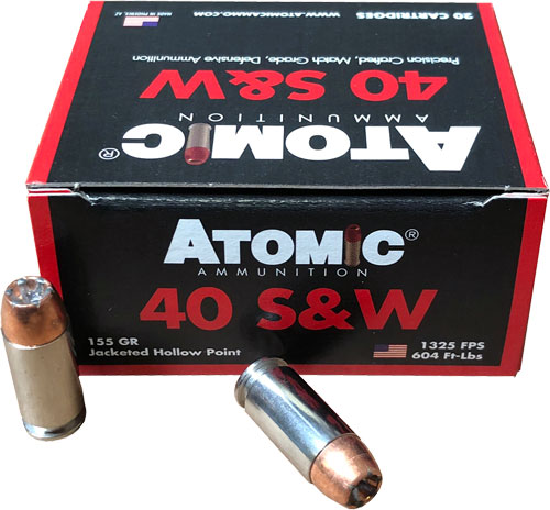 200 Rounds of ATOMIC 40 SW 155GR BONDED JHP - Pistol Ammunition at ...