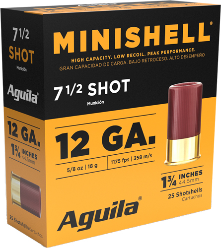 250 Rounds of AGUILA MINI-SHELL 12GA 1.75" 5/8OZ no.7.5 - Shotgun ...
