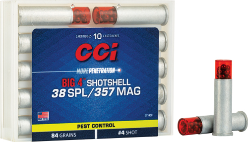 200 Rounds of CCI SHOTSHELL 38/357 84GR no.4 SHOT - Pistol Ammunition ...