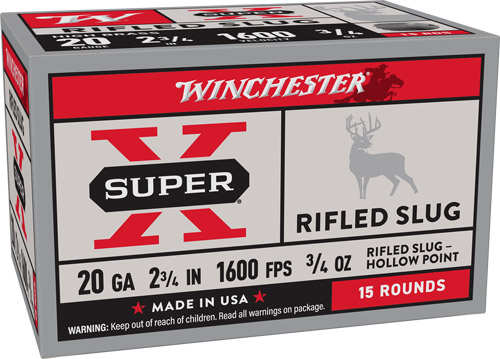 250 Rounds of WINCHESTER SUPER-X 20GA 2.75" 3/4OZ RIFLED SLUG - Shotgun ...